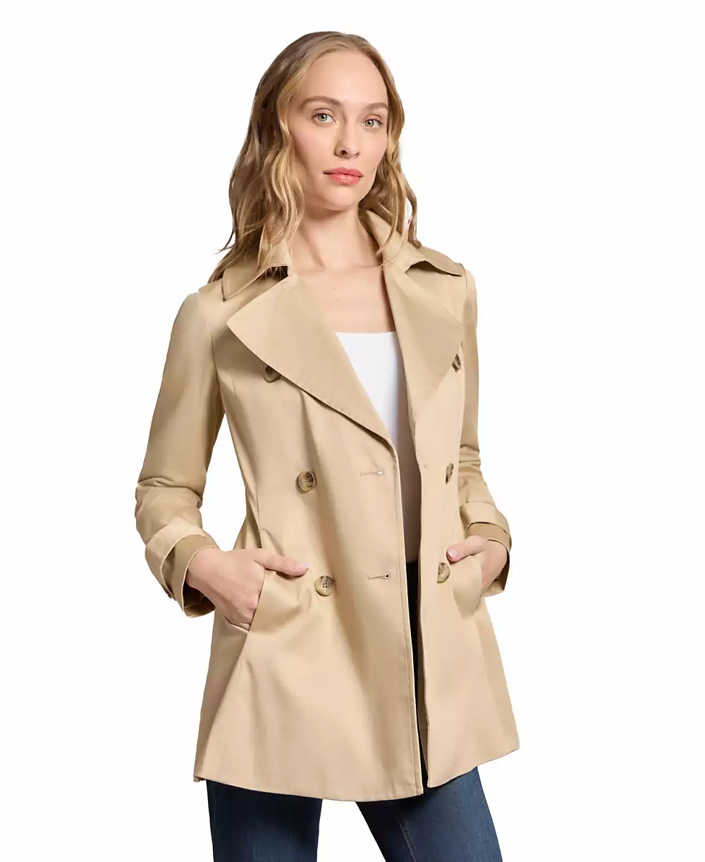 JONES NEW YORK Women's Trench Double Breasted Collared Coat JONES NEW YORK Women's Trench Double Breasted Collared Coat