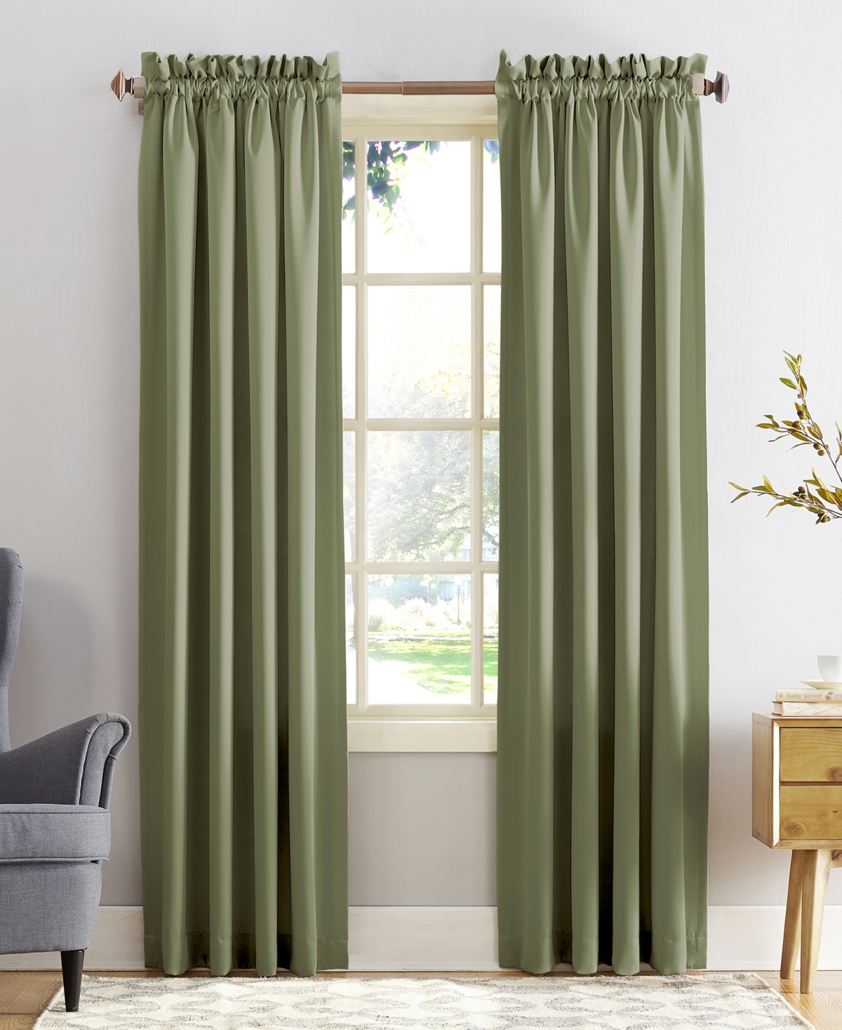 Click here for Room Darkening Rod Pocket Curtain Panel - Sage prices