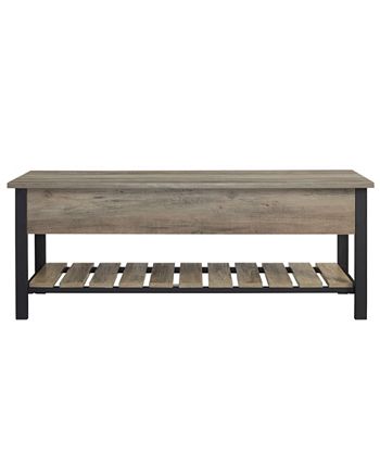 Walker Edison 48" Open-Top Storage Bench with Shoe Shelf - White Oak ...