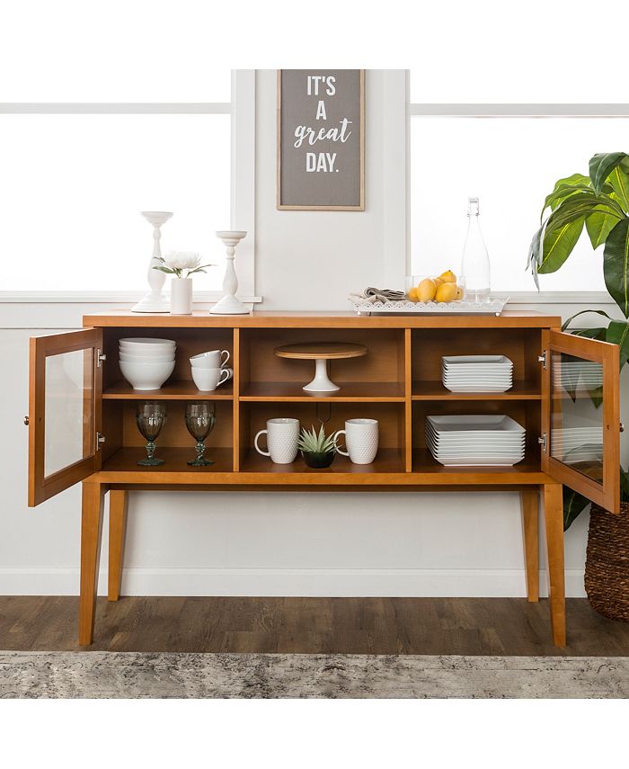 Walker Edison 52" Hepworth Wood Buffet with Tapered Legs - Acorn - Macy's