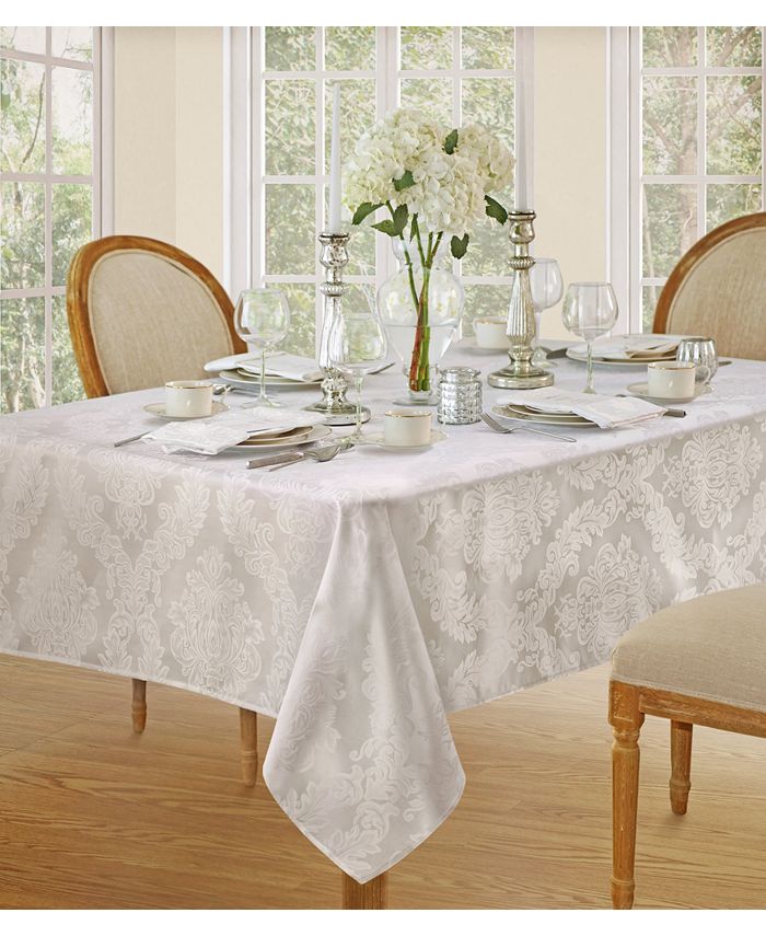 Elrene Barcelona Damask White 52" x 70" Tablecloth - Macy's