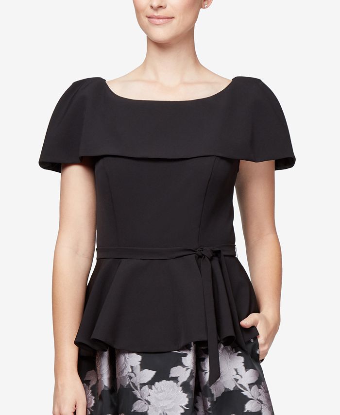Alex Evenings Capelet Peplum Top - Macy's