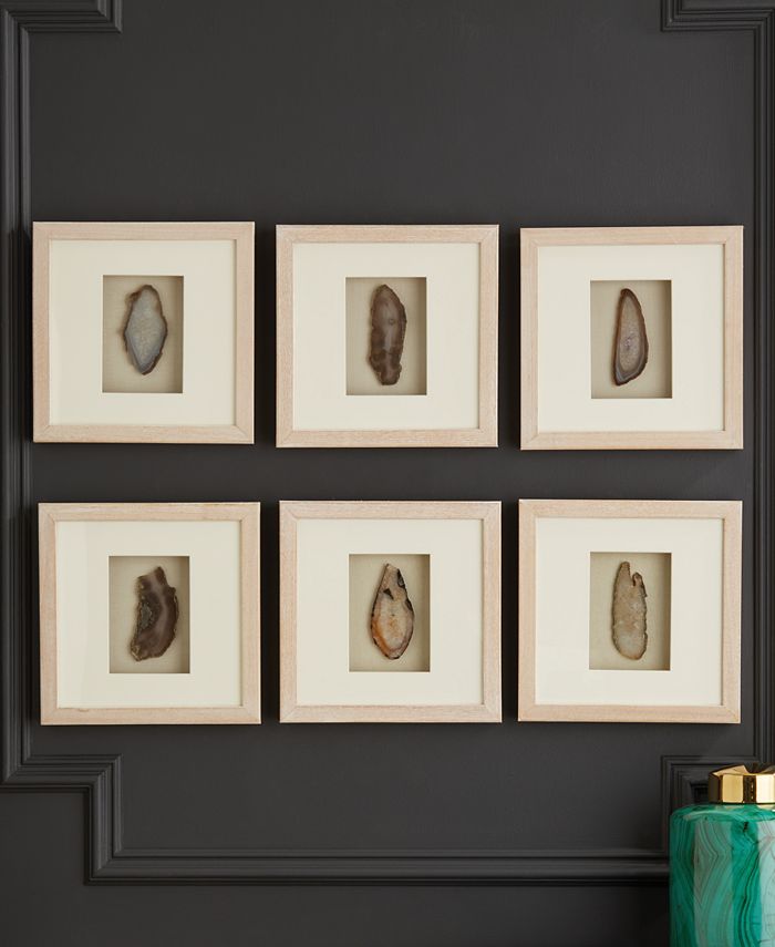 Two's Company Genuine Geode Wall Art in White Wash Wooden Frame - Set ...