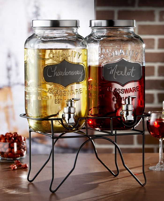 Style Setter Jay Imports Double Blackboard Glass Beverage Dispenser Set ...