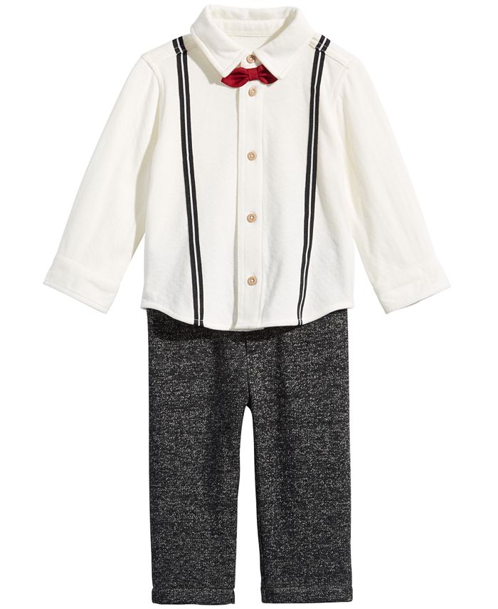 First Impressions Baby Boys 2-Pc. Suspender & Bowtie Shirt and Pants Set, Created for Macy's ...