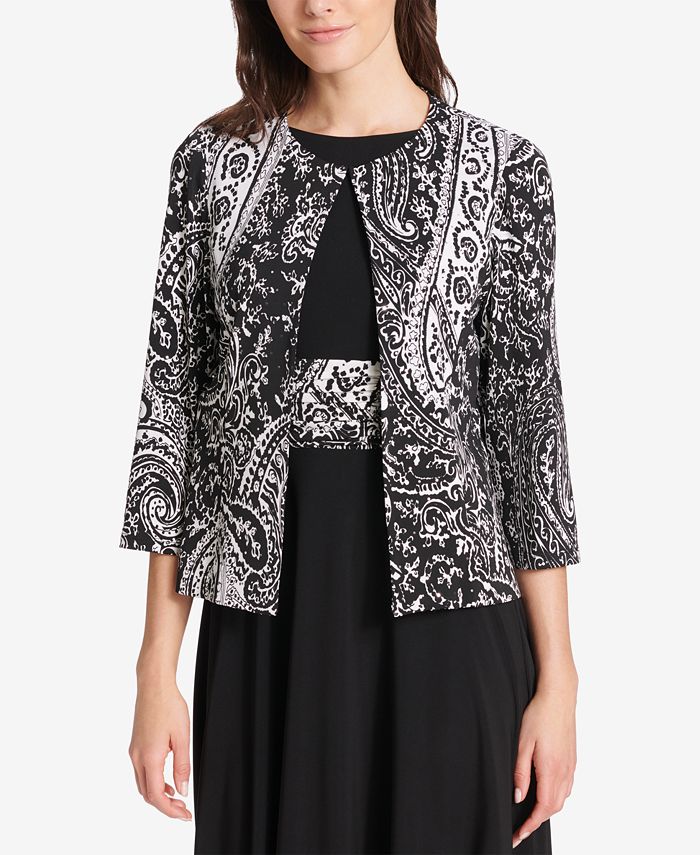 Jessica Howard Fit & Flare Midi Dress & Printed Jacket - Macy's