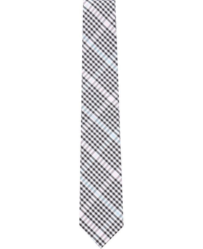 Bar III Men's Dobby Deco Gingham Skinny Tie, Created for Macy's - Macy's