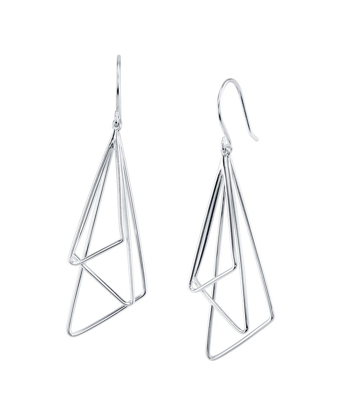 Unwritten Triple Triangle Drop Earring in Sterling Silver - Macy's