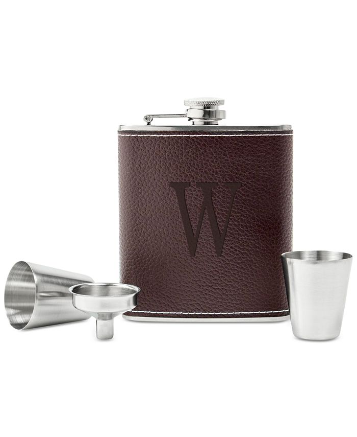 Cathy's Concepts Personalized Leather Wrapped Flask Set - Macy's