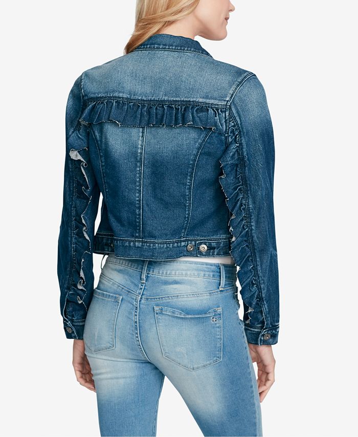 Jessica Simpson Juniors' Peony Cotton Ruffle Denim Jacket - Macy's