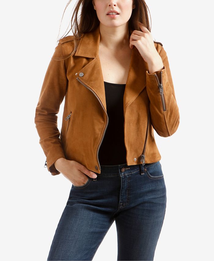 Lucky Brand Suede Motorcycle Jacket - Macy's