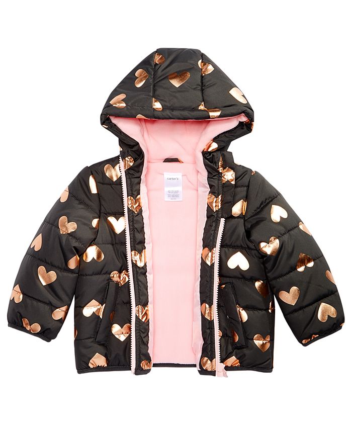 Carter's Baby Girls Heart-Print Hooded Jacket - Macy's