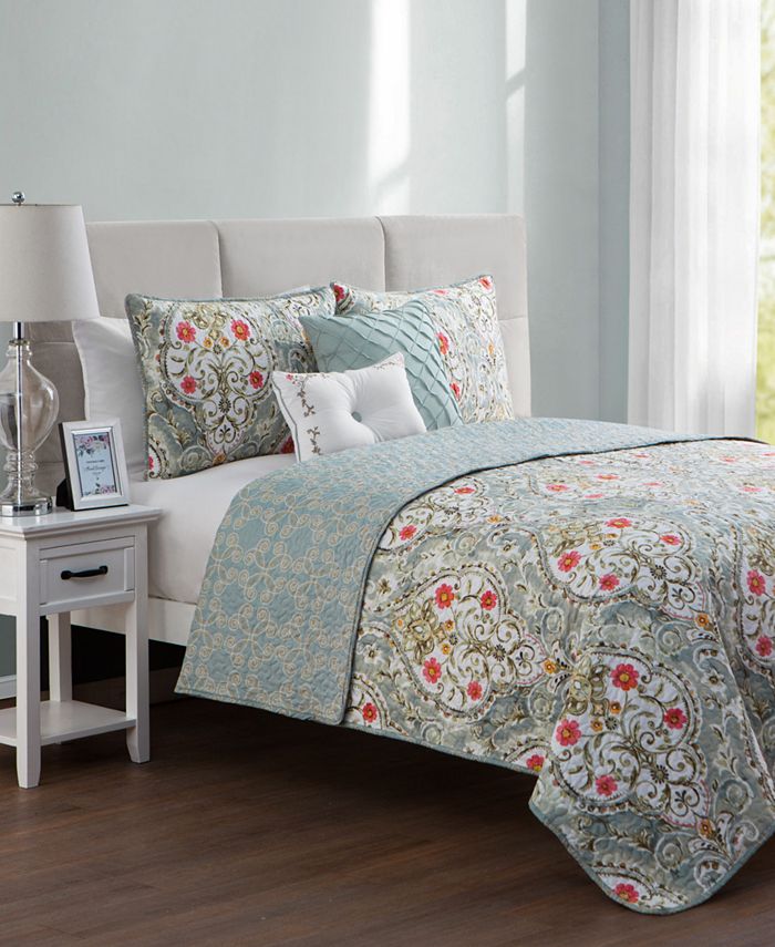 VCNY Home Evangeline Reversible 5-Pc. King Quilt Set - Macy's