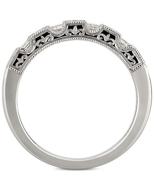 Macy's Diamond Princess Band (3/8 ct. t.w.) in 14k White Gold & Reviews ...