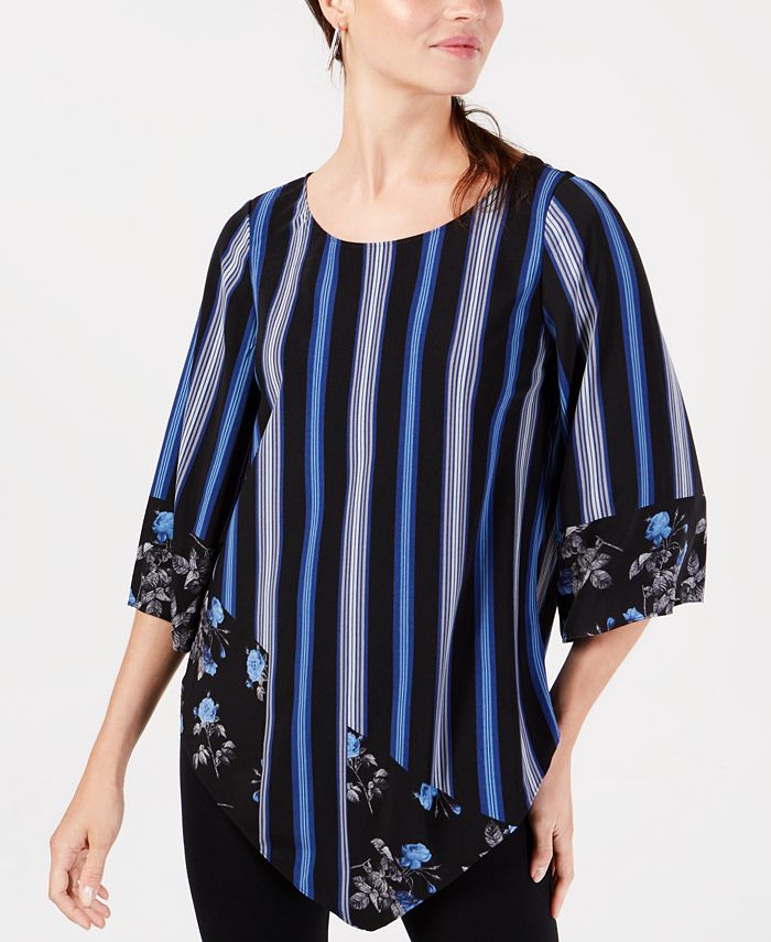 Alfani Printed V-Hem Top, Created for Macy's & Reviews - Tops - Women ...