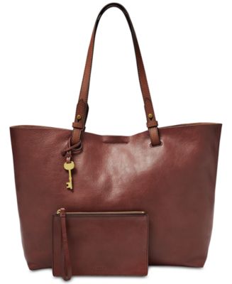 Fossil Rachel Pebble Leather Tote with Pouch - Macy's