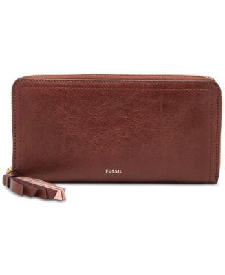 Fossil Logan RFID Leather Zip Around Wallet - Macy's