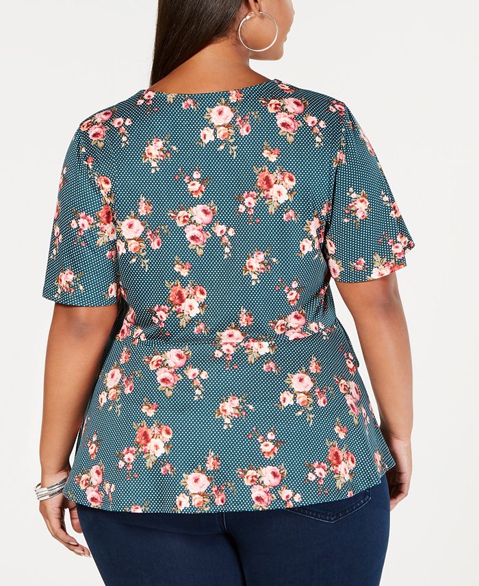 Monteau Trendy Plus Size Peplum Top - Macy's