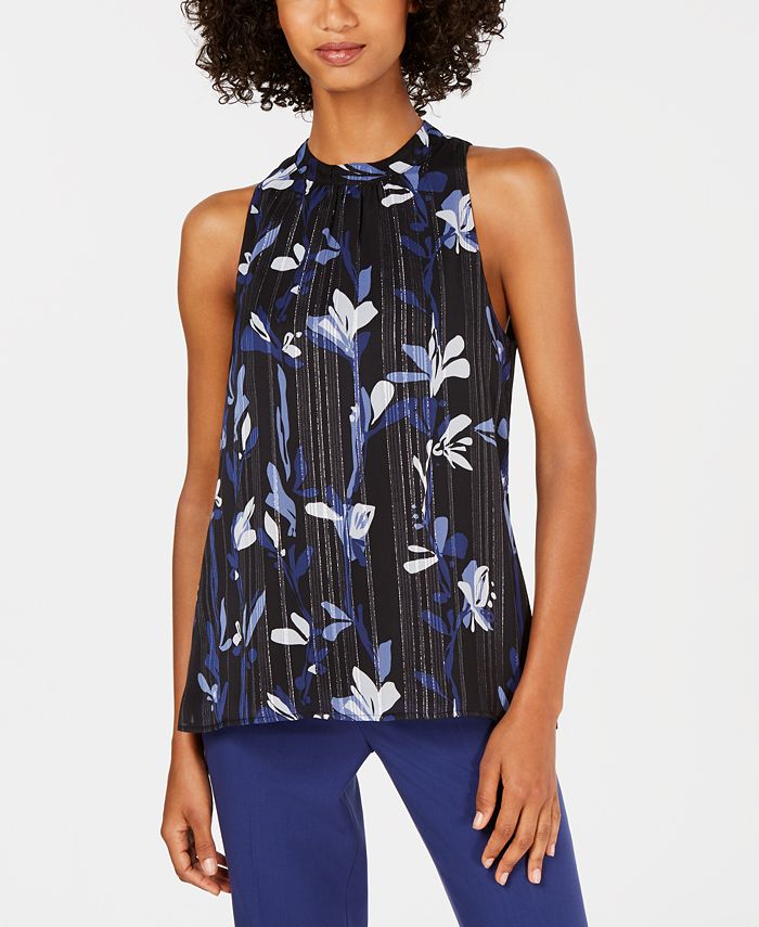 Nine West Printed Pleated Top - Macy's