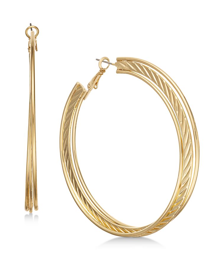 Thalia Sodi Extra Large 3.2" Gold-Tone Triple-Row Extra Large Hoop ...