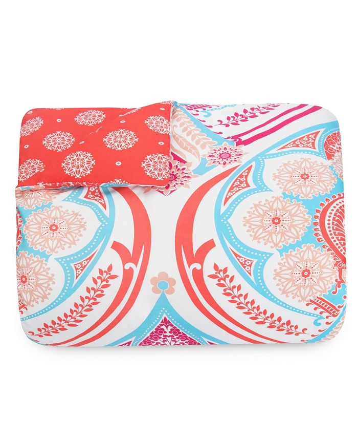 Nicole Miller Isabella Pink Reversible Bedding 7-Piece Full/Queen Set ...