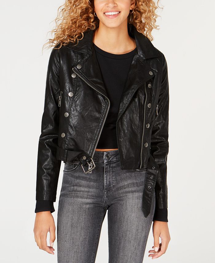 Maralyn & Me Juniors' Asymmetrical Faux-Leather Moto Jacket - Macy's