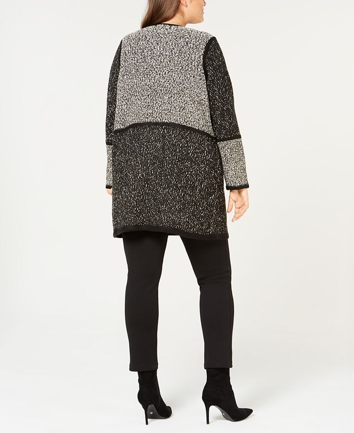 Calvin Klein Plus Size Colorblock Open-Front Cardigan - Macy's