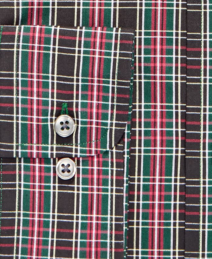 Club Room Men's Classic/Regular Fit Stretch Carnegie Tartan Dress Shirt ...