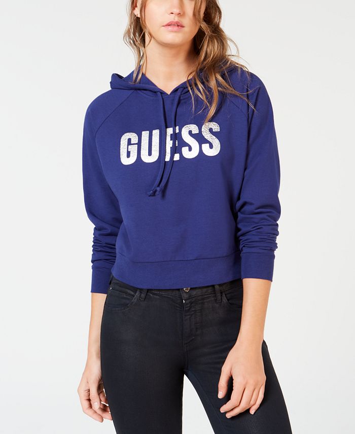 GUESS Metallic Logo Hoodie - Macy's