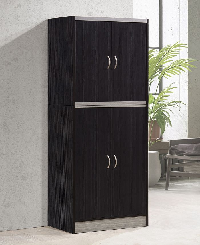 Hodedah 4-Door Kitchen Pantry with 4-Shelves, 5-Compartments in ...