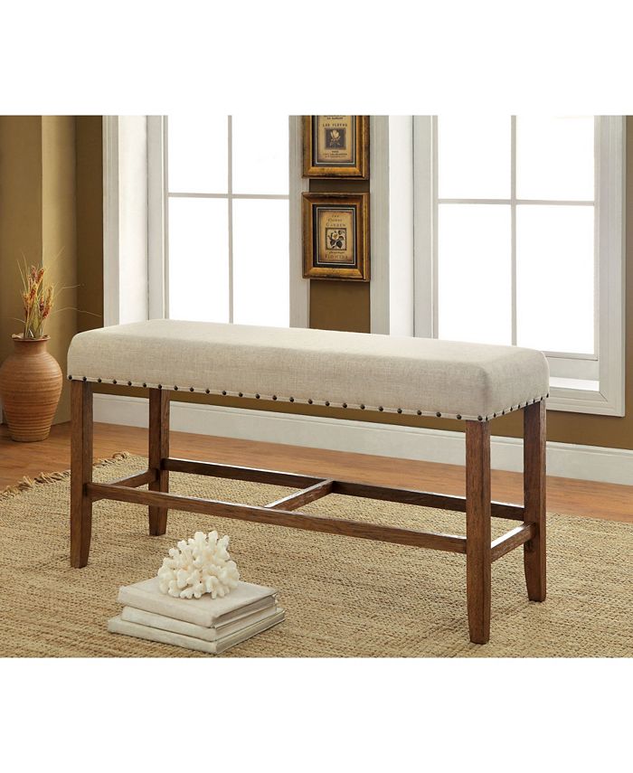 Furniture of America Langly Upholstered Pub Bench - Macy's