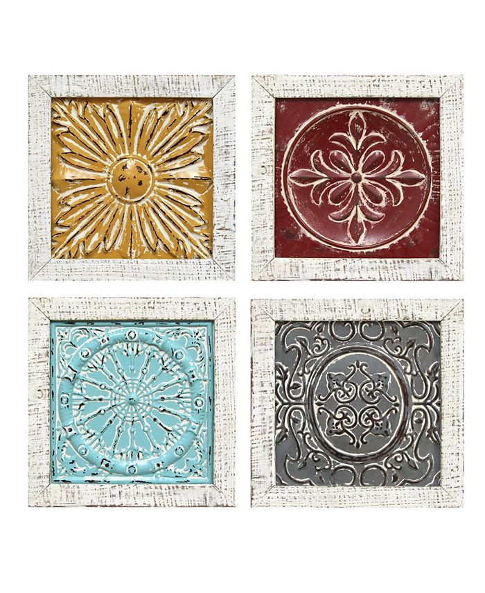 Stratton Home Décor Stratton Home Decor Set of 4 Accent Tile Wall Art ...