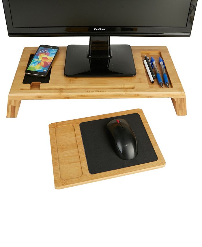 Mind Reader Bamboo Monitor Stand with Mouse Pad, Brown - Macy's