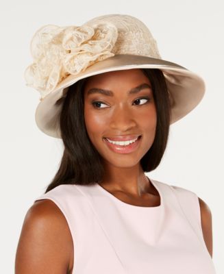 August Hats Lace & Satin Wide-Brim Hat - Macy's