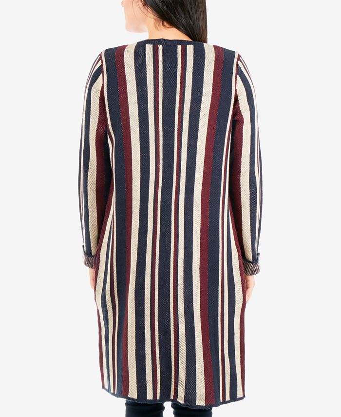 NY Collection Jacquard Striped Cardigan - Macy's