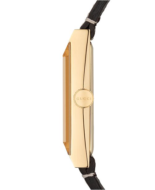 Gucci Women's Swiss G-Frame White Flower Print Leather Strap Watch ...