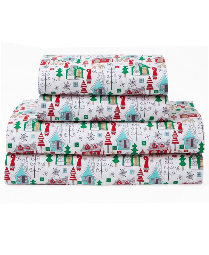 Elite Home Microfiber Holiday Print Twin Sheet Set - Macy's