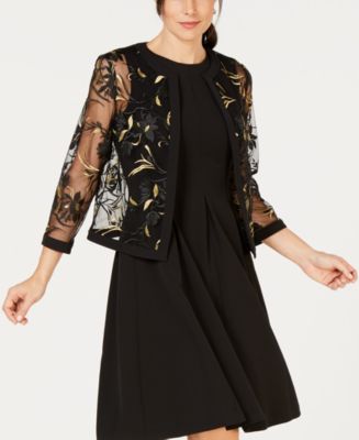 Kasper Embroidered Mesh Flyaway Jacket - Macy's