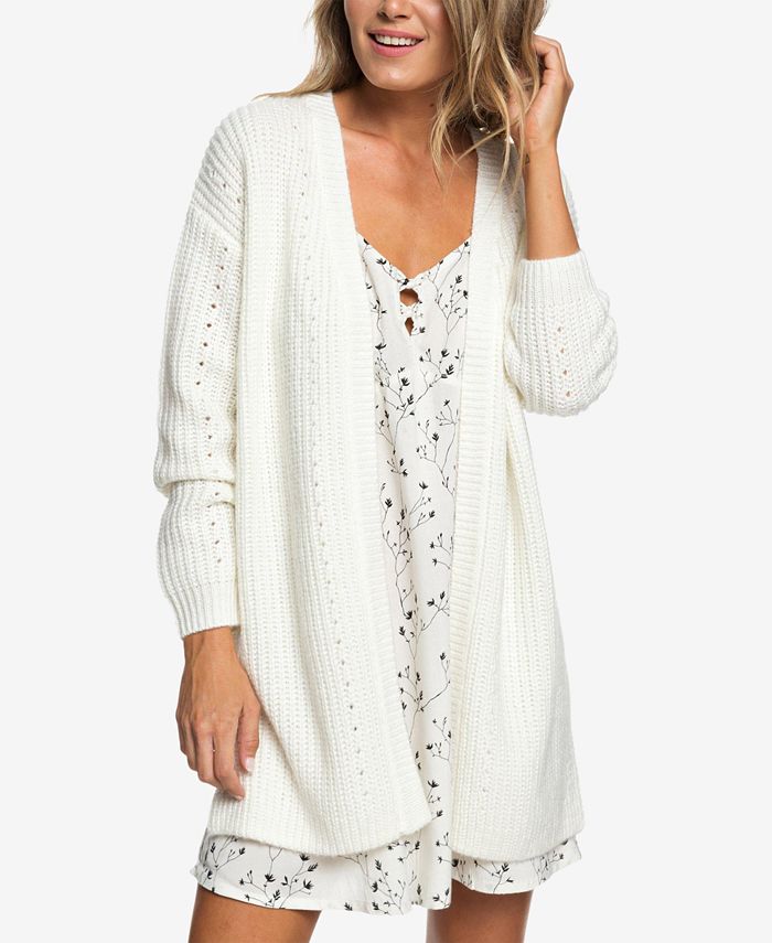 Roxy Juniors' Mixed-Knit Cardigan Sweater - Macy's