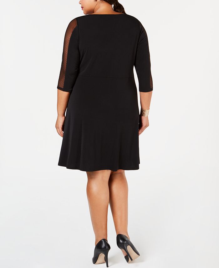 Belldini Plus Size Mesh-Trim A-Line Dress - Macy's
