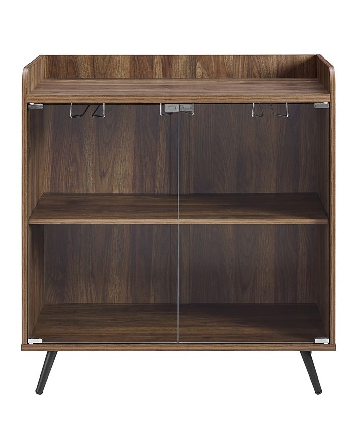 Walker Edison 30 inch Glass Door Bar Cabinet with Metal Legs - Macy's
