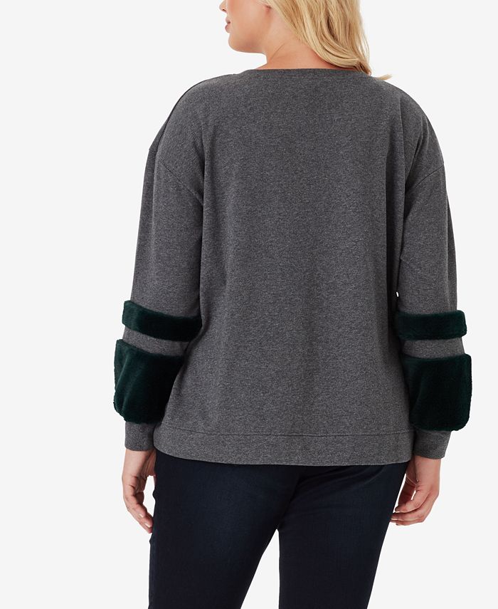 Jessica Simpson Trendy Plus Size Molly Colorblocked Sweater With Faux