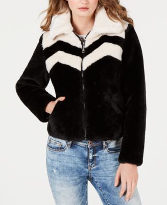 GUESS Joely Faux-Fur Jacket - Macy's