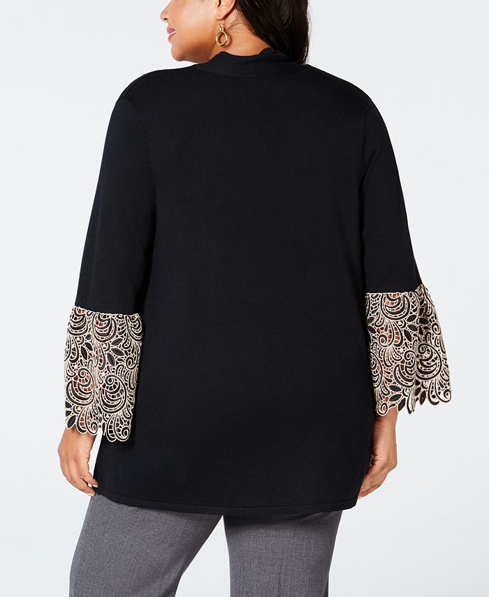 Alfani Plus Size Lace-Cuff Cardigan, Created for Macy's - Macy's