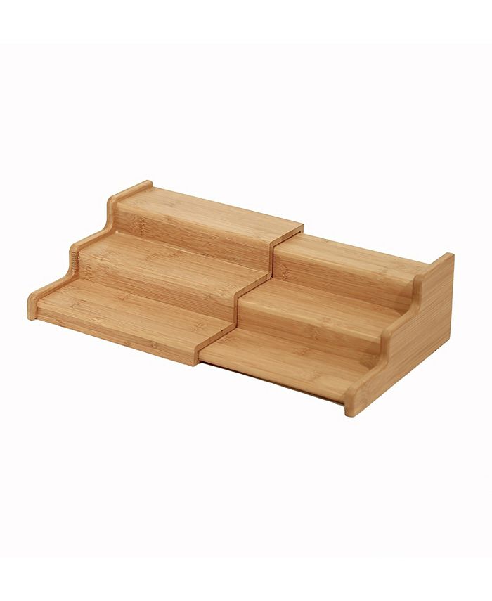 Seville Classics 3 Tier Expandable Bamboo Spice Rack Step Shelf Cabinet ...