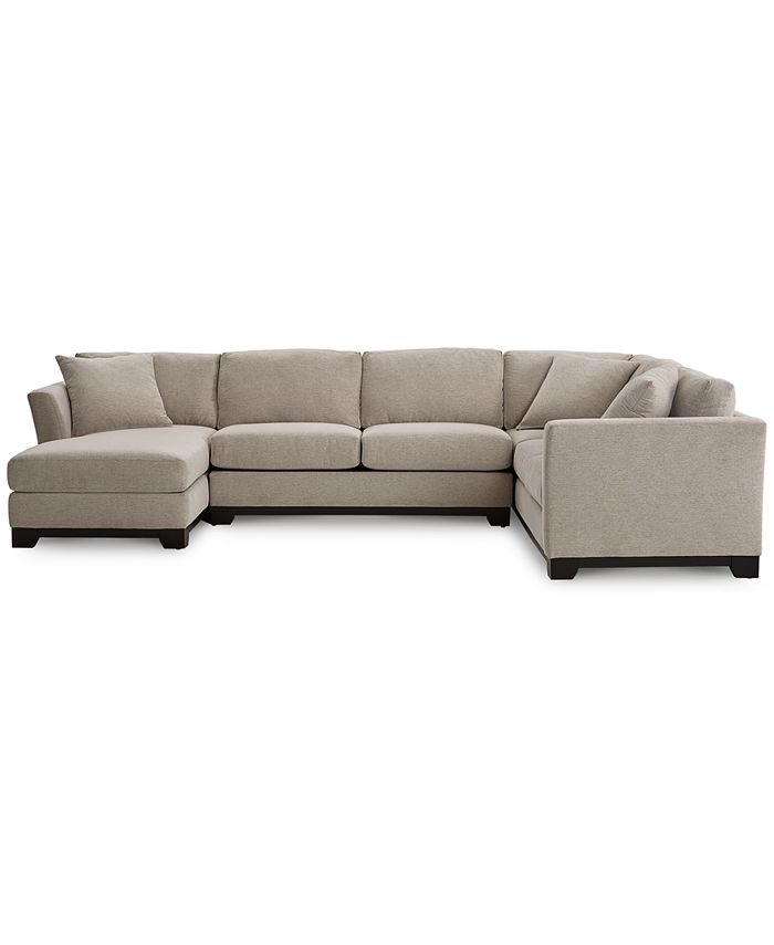 Furniture Elliot II 138" Fabric 3-Piece Chaise Sleeper Sectional ...