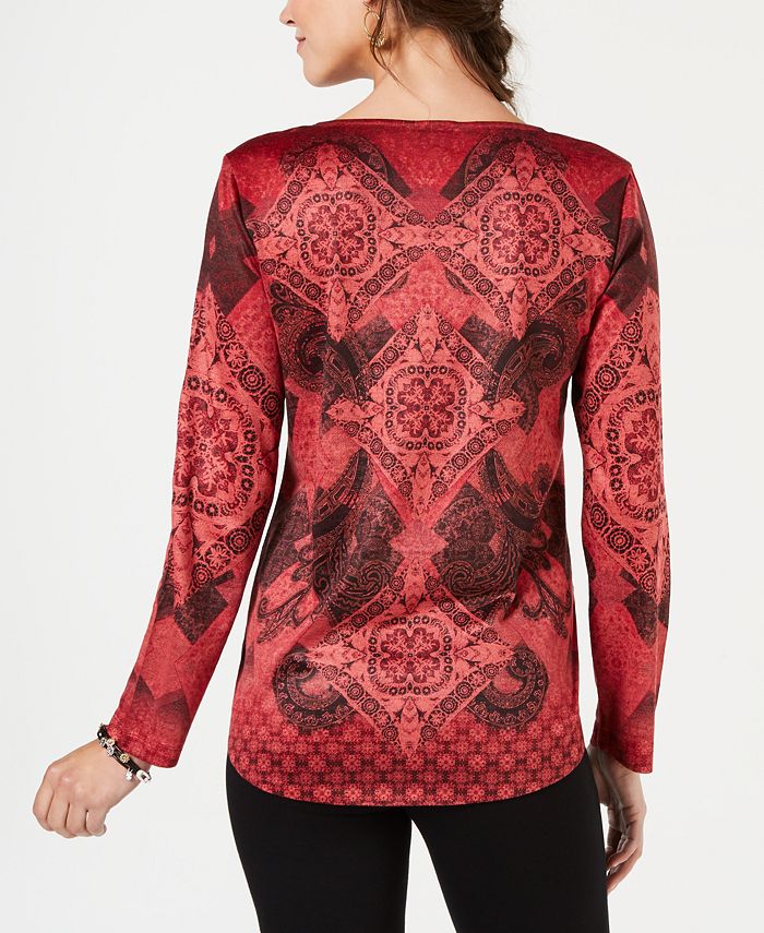 Style & Co Printed Studded Top, Created for Macy's - Macy's