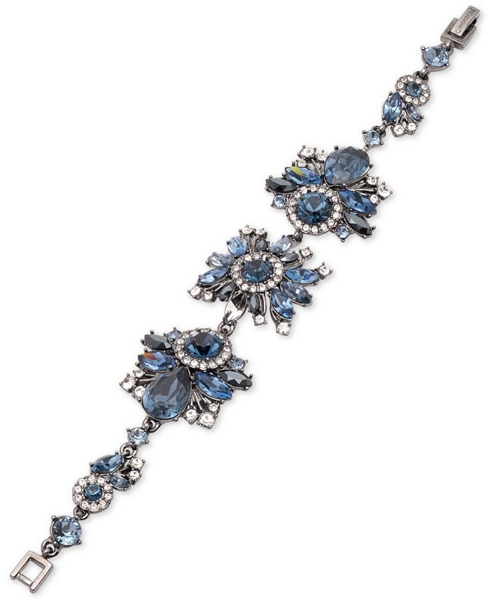 Givenchy Hematite-Tone Blue Crystal Link Bracelet - Macy's