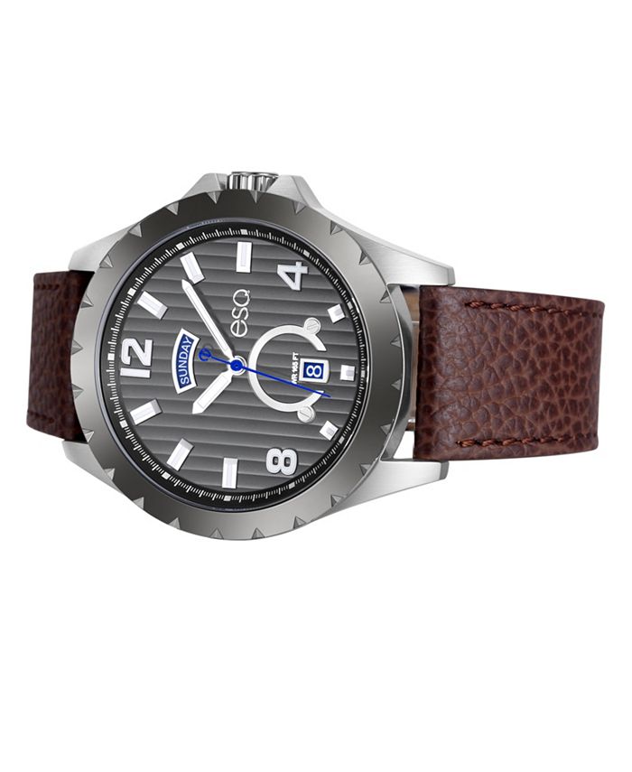 ESQ Men's Stainless Steel Watch, Grey Dial, Day and Date Windows - Macy's