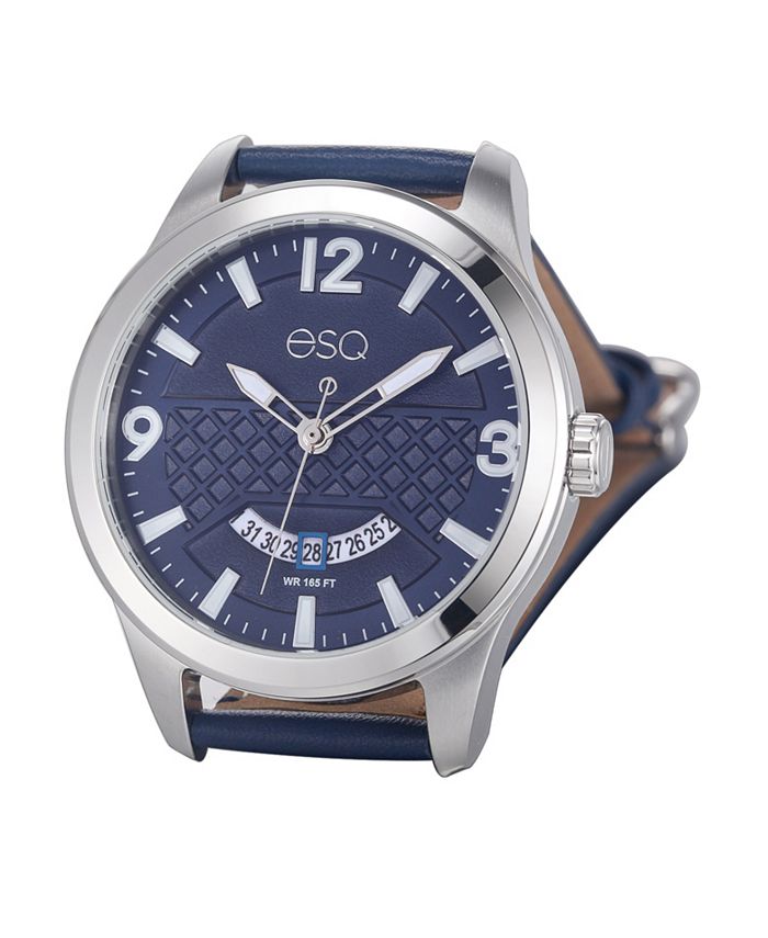 ESQ Men's Stainless Steel Watch, Blue Dial, Date Window - Macy's